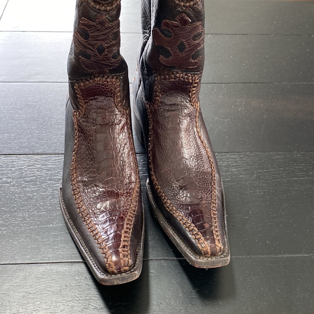 Forastero Ostrich Details And Leather Cowboy Boots. - Gem